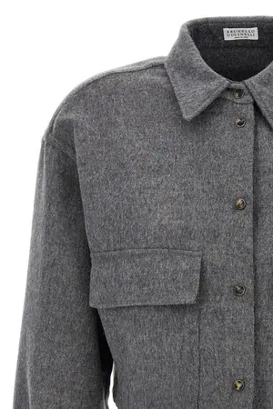 Brunello Cucinelli Long Sleeve Cropped Shirt