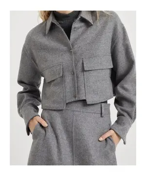 Brunello Cucinelli Long Sleeve Cropped Shirt
