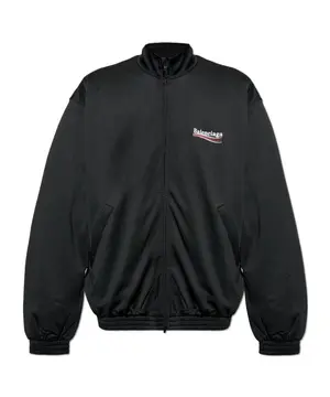 Balenciaga Logo Print Zip-up Jacket - Black