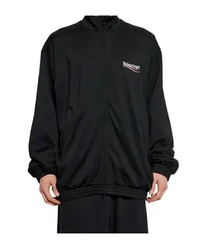 Balenciaga Logo Print Zip-up Jacket - Black