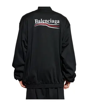 Balenciaga Logo Print Zip-up Jacket - Black