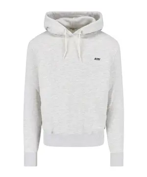 AUTRY Logo Embroidered Drawstring Hoodie - White