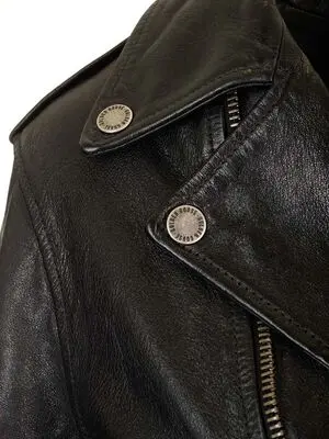 GOLDEN GOOSE Off-center Zipped Leather Biker Jacket