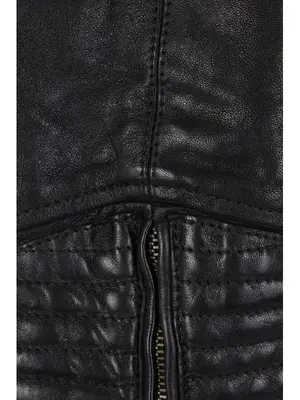 GOLDEN GOOSE Off-center Zipped Leather Biker Jacket