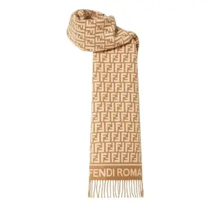 Fendi Ff Jacquard Fringed-edge Scarf - Brown