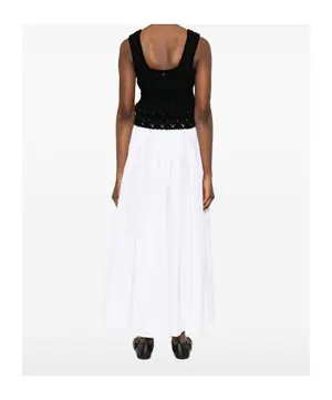 Celine Cotton Pointelle Knit Sleeveless Top - Black