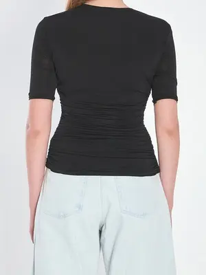 Alaïa Soft Jersey T-shirt With Gathered Waist