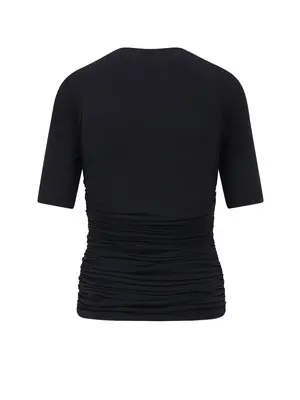 Alaïa Gathered Detail Jersey T-shirt - Black
