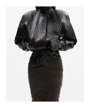 Magda Butrym Belted Leather Jacket With Vintage Patina - Black