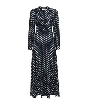 Rixo Polka Dot V-neck Maxi Dress