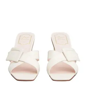 ROGER VIVIER Lacquered Buckle Mules - Off-white