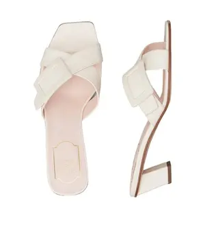 ROGER VIVIER Lacquered Buckle Mules - Off-white