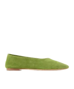 Staud Alba Ballet Flats In Suede - Green