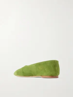 Staud Alba Ballet Flats In Suede - Green