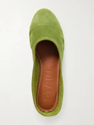 Staud Alba Ballet Flats In Suede - Green