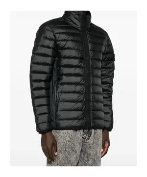 Stone Island Quilted Zip-up Jacket - Black