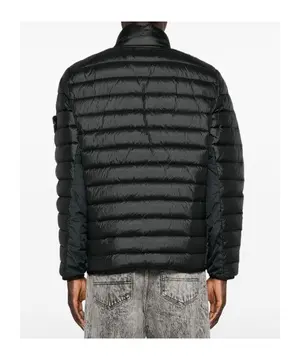 Stone Island Quilted Zip-up Jacket - Black