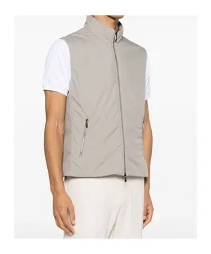 MOORER Stand Collar Zip-up Vest - Grey