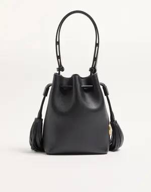 Valentino Garavani Leather Bucket Bag With Logo Detail - Black