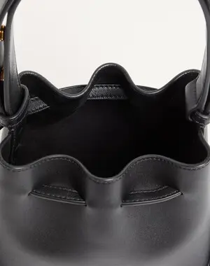 Valentino Garavani Leather Bucket Bag With Logo Detail - Black