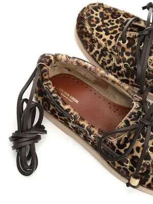 GOLDEN GOOSE Leopard Printed Boat Moccasins