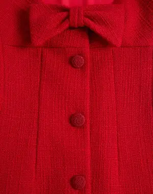 Valentino Garavani Short Dress In Wool Tweed With Bow And Button Detail