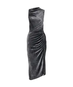 Rick Owens Asymmetrical Pleated Velvet Dress
