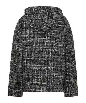 Valentino Garavani Zip-up Hooded Tweed Jacket - Black