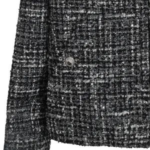 Valentino Garavani Zip-up Hooded Tweed Jacket - Black