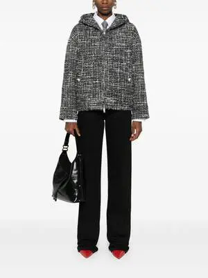 Valentino Garavani Zip-up Hooded Tweed Jacket