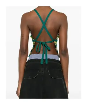 Miu Miu Striped Ribbed Sleeveless Top