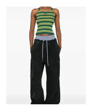 Miu Miu Striped Ribbed Sleeveless Top