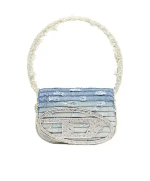 DIESEL® 1-dr Embellished Distressed Denim Shoulder Bag - Blue