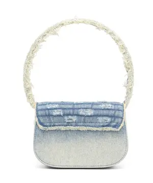 DIESEL® 1-dr Embellished Distressed Denim Shoulder Bag - Blue