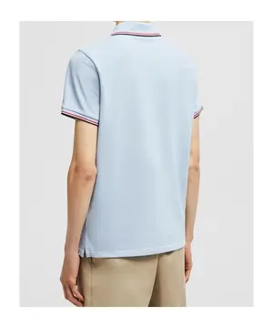 Moncler Logo Patch Short-sleeved Polo Shirt - Light Blue