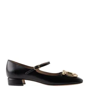 FERRAGAMO Mary Jane Gancini Block Heel Shoes - Black