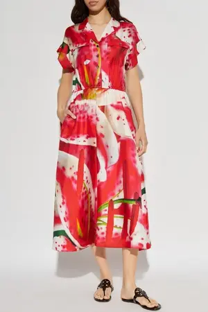 Tory Burch Graphic Print Midi Dress