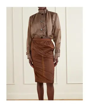 Saint Laurent Lavallière Button-up Blouse - Brown
