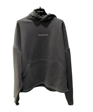 Balenciaga Logo Embellished Hoodie - Black