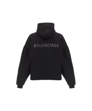 Balenciaga Logo Embellished Hoodie - Black