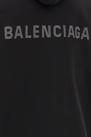 Balenciaga Logo Embellished Hoodie - Black