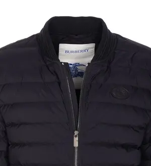 Burberry Logo Detail Zip-up Padded Bomber Jacket - Black