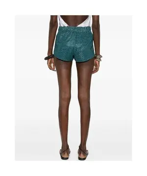 Oseree Lumière Sequined Tailored Shorts - Peacock
