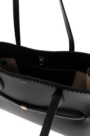 TOTEME Embroidered Leather Tote Bag - Black