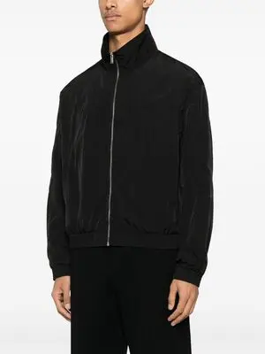Saint Laurent Logo Embroidered Zip-up Blouson - Black
