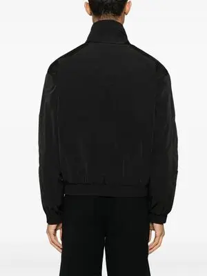 Saint Laurent Logo Embroidered Zip-up Blouson - Black