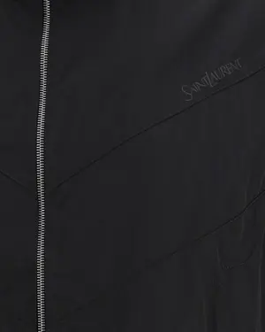 Saint Laurent Logo Embroidered Zip-up Blouson - Black
