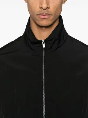 Saint Laurent Logo Embroidered Zip-up Blouson - Black