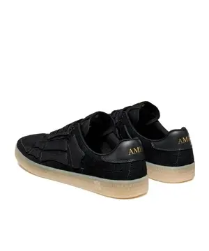 Amiri Croc Embossed Pacific Bones Sneakers - Black