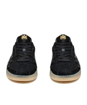 Amiri Croc Embossed Pacific Bones Sneakers - Black